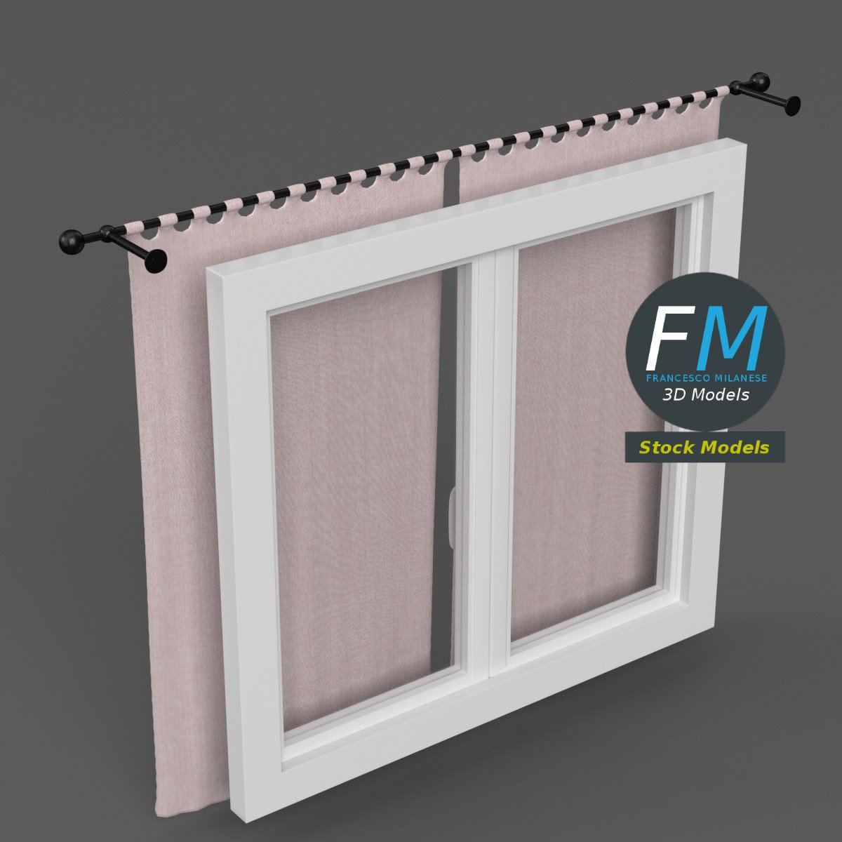 3D MODEL - Window with frame and curtains