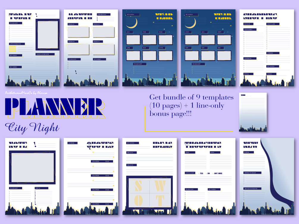 City Night Creative All-year Printable/Digital Planner Bundle A4-A5 ...