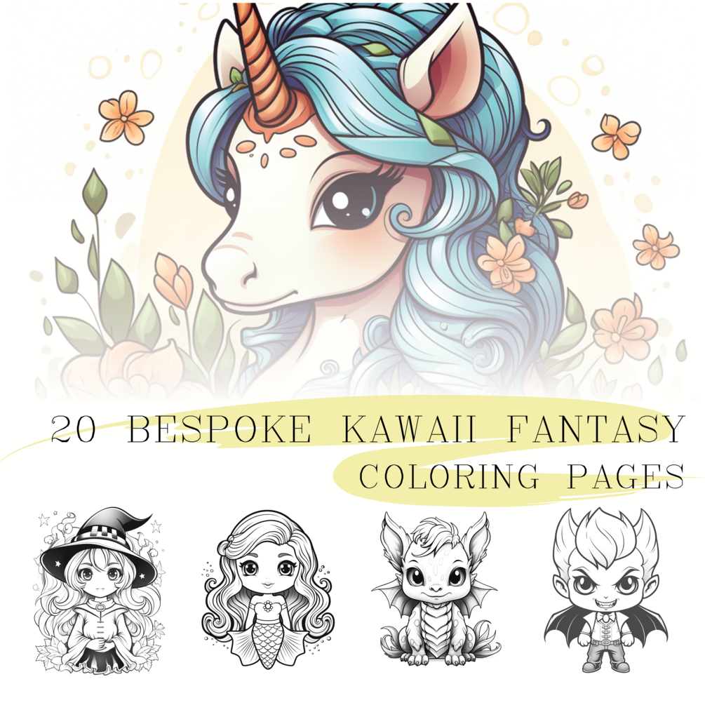 20 Kawaii Fantasy Downloadable Coloring Pages
