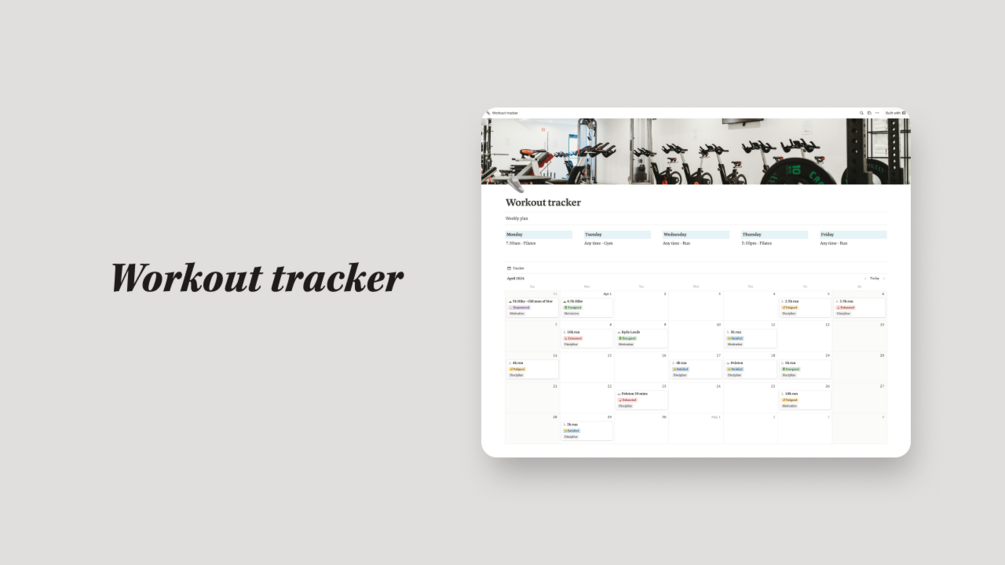 Workout tracker - Notion