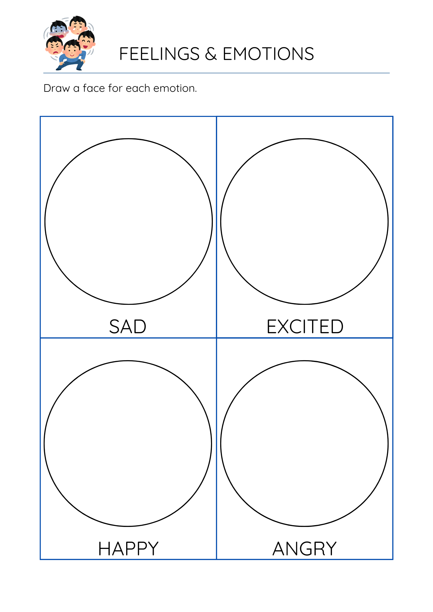 SOCIAL & EMOTIONAL LEARNING WORKSHEETS (Blue)