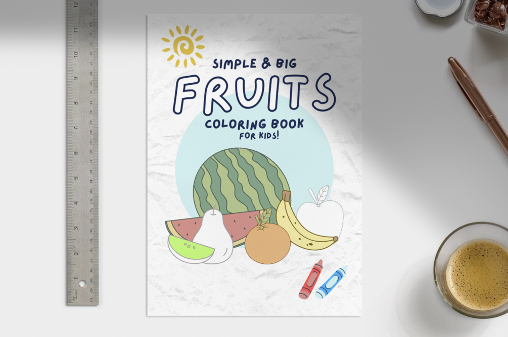 Simple and Big Fruits Colouring Book for Kids!