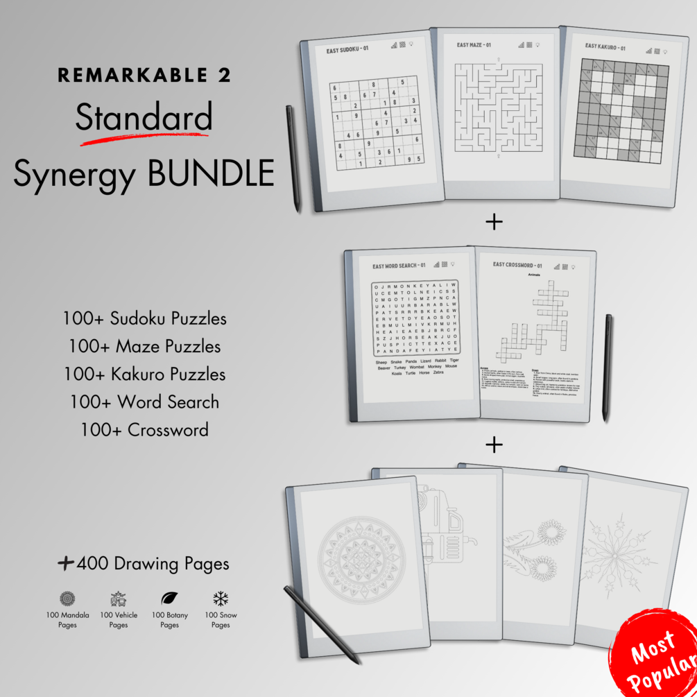 Remarkable 2 Standard Puzzle Bundle - Featuring Sudoku, Mazes, Kakuro ...