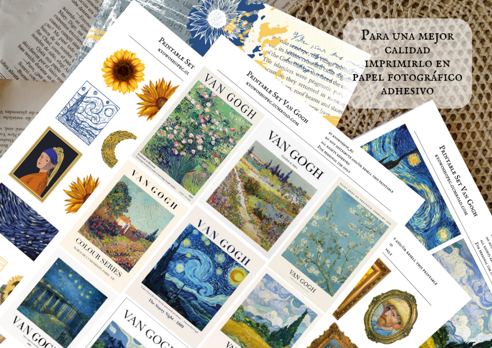 Free Collage Printable Junk Journal Kit Van Gogh (Journaling ...