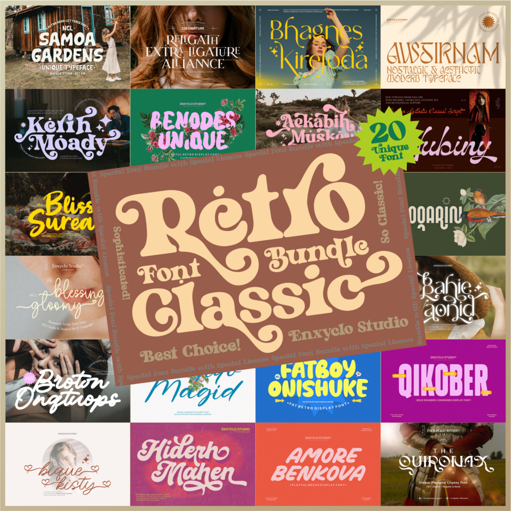 20 Retro Font Bundle