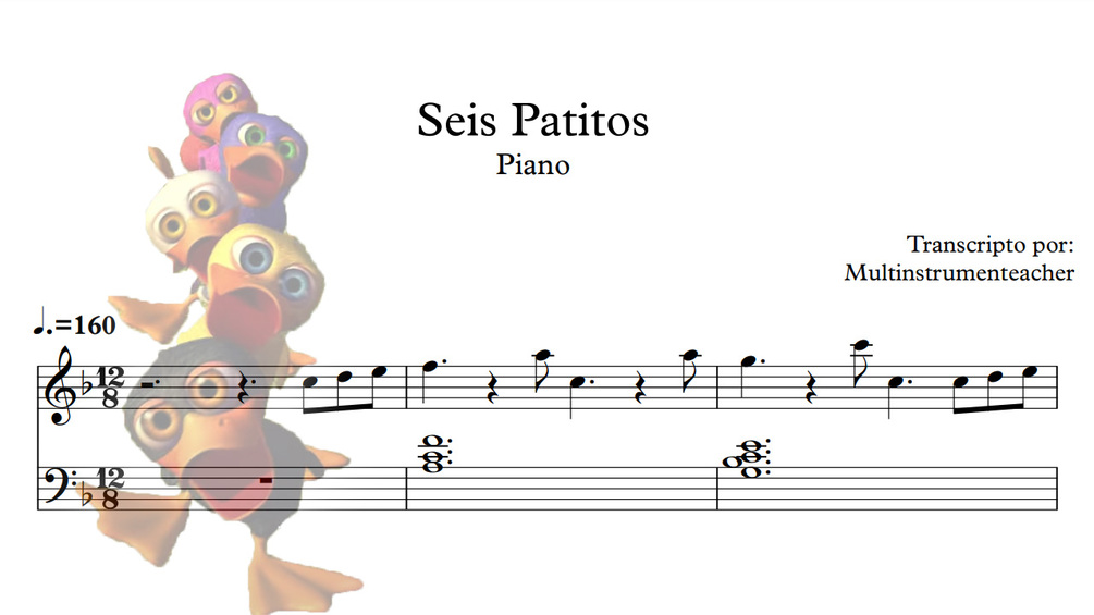 Seis Patitos - Partitura para piano