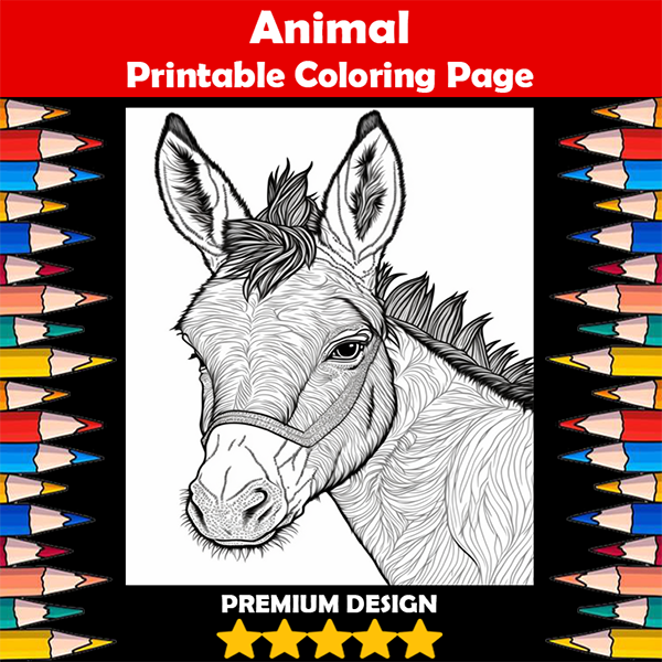 Beautiful Animal Printable Coloring Page For Teens and Adults Mindfulness