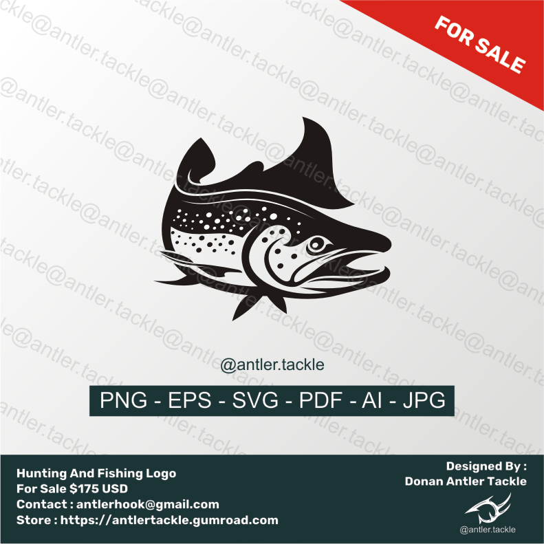 Salmon Trout Fish Hook Fishing Logo Designed By Donan Antler Tackle