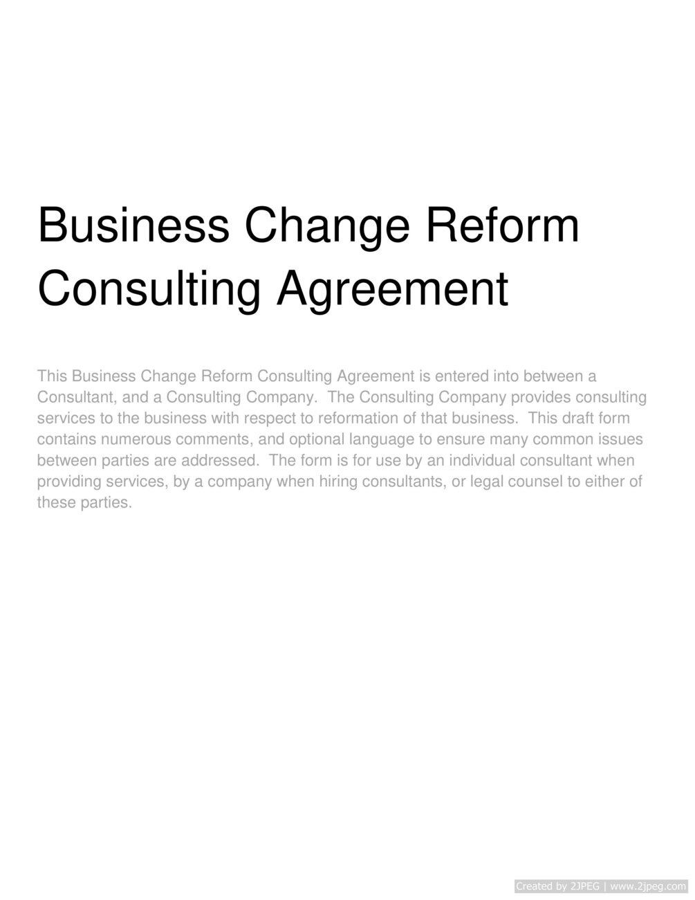 Business Change Reform Consulting Agreement
