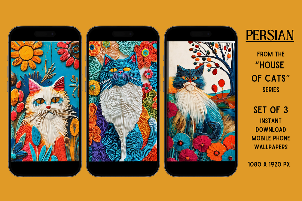 Mobile Phone Wallpapers / Instant Download / 3 PNG (Persian)