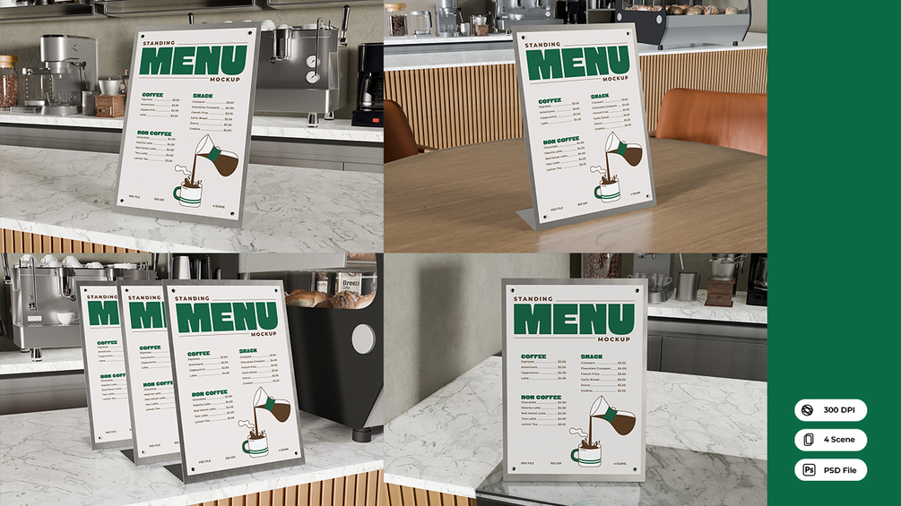 4 Standing Menu Mockup