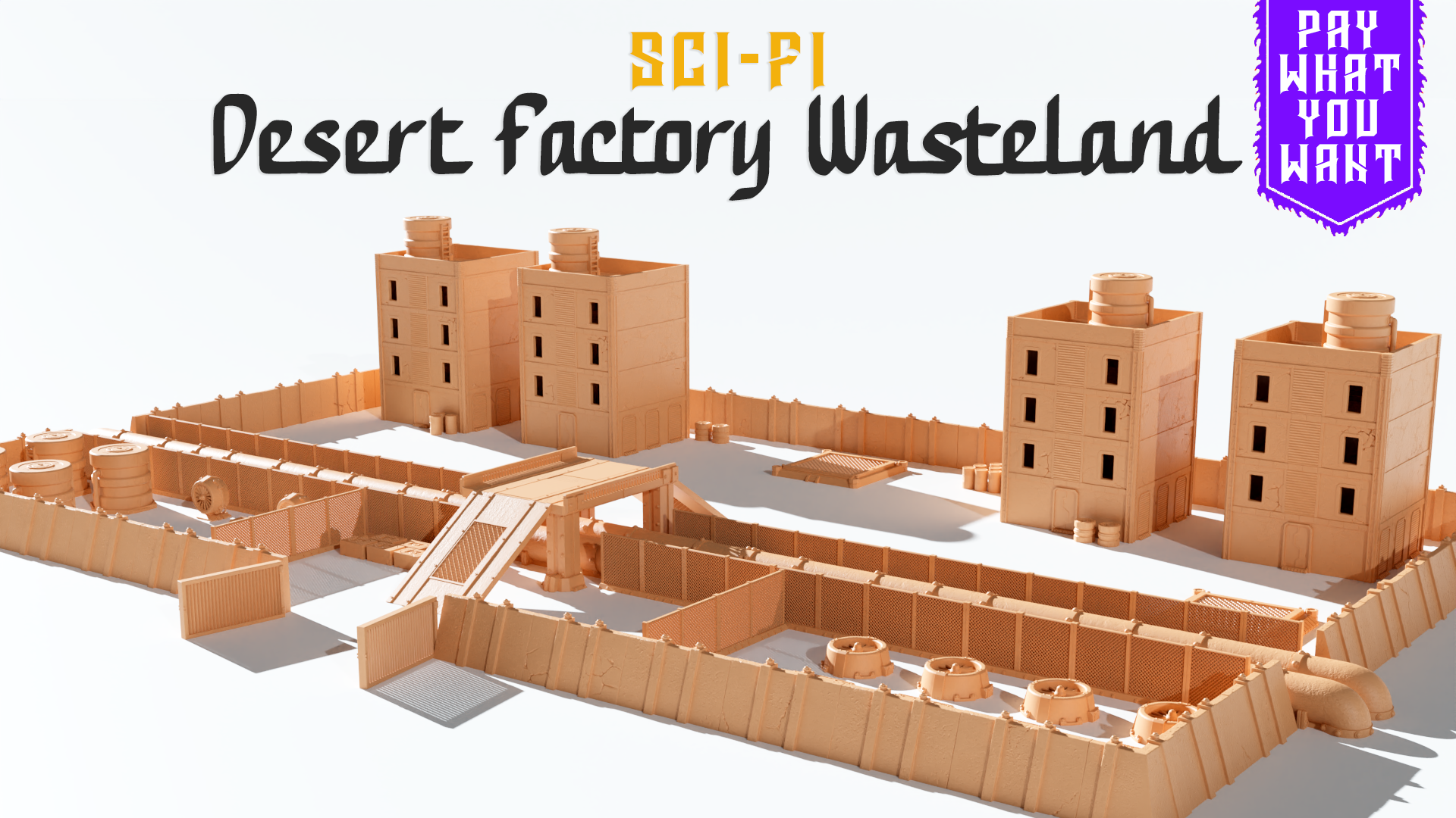 Last Days! Sci-Fi Desert Factory Wasteland - 3D STL Files - Oikos Dizajn