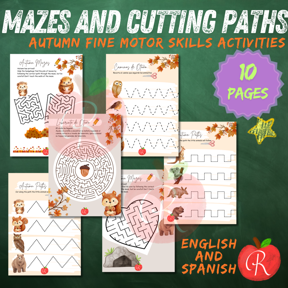 Mazes and Cutting Paths | Autumn Fine Motor Skills Activities ...