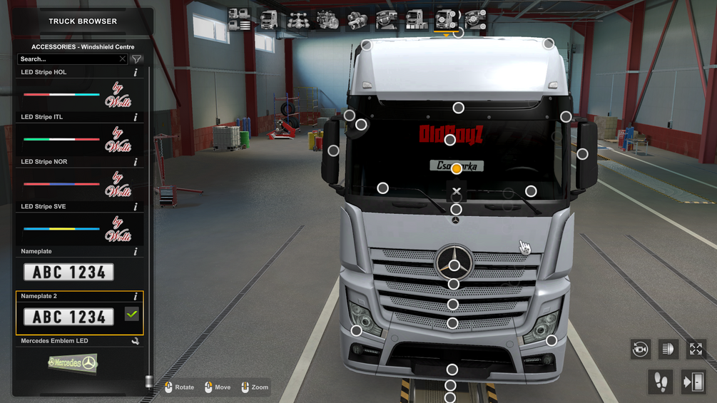 ETS2 - Actros Mp4 Frontglass plate
