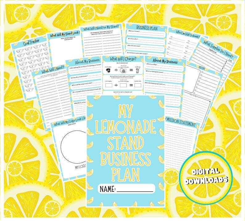 Lemonade Stand Business Plan for Young Entrepreneurs - Printable & Editable