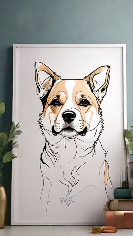 Custom Minimalist One Line Art Dog Portrait, Personalized Line Art Pet ...