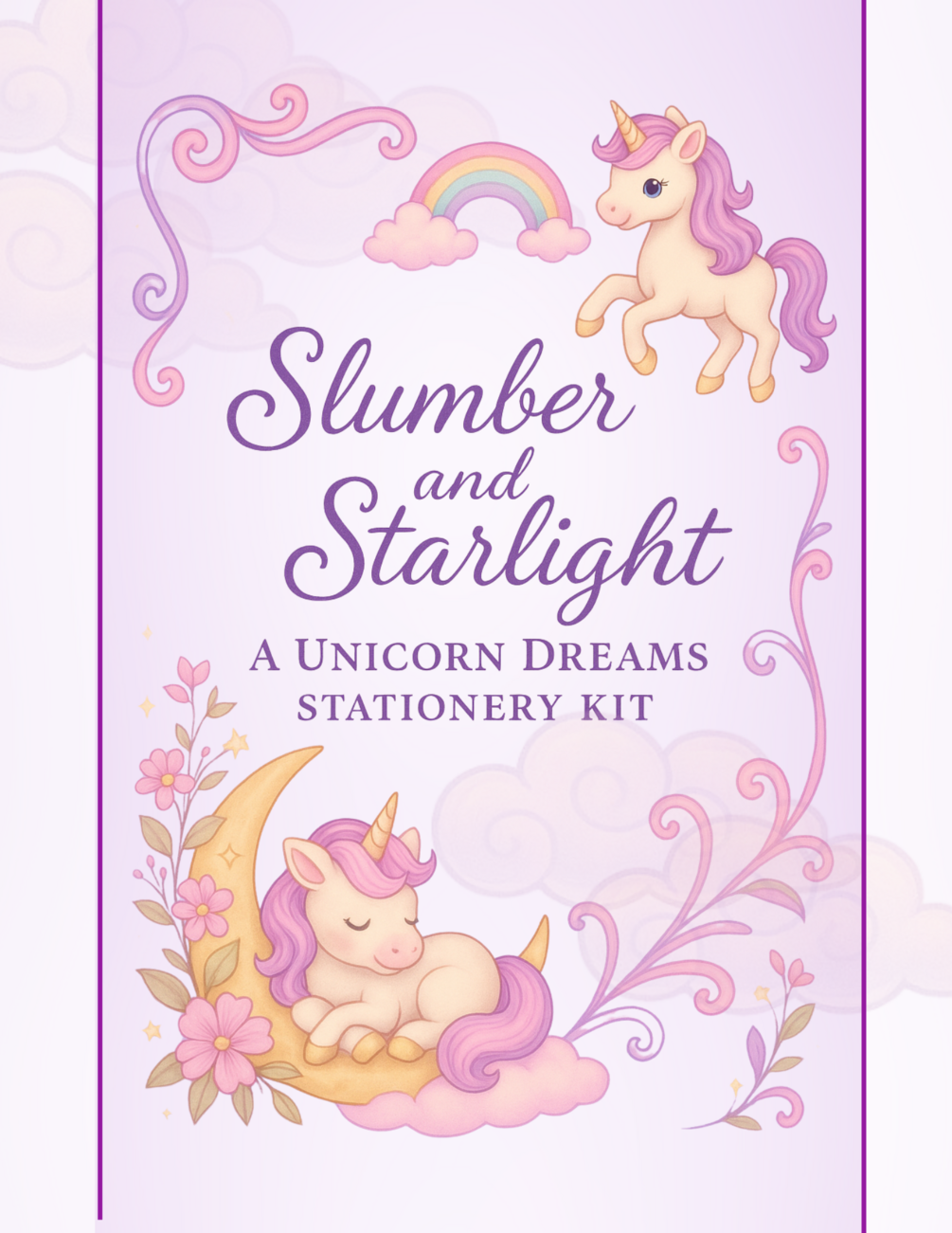 Slumber and Starlight Unicorn Dreamers Stationery Kit – Printable ...