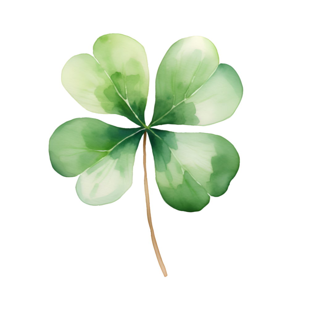 Four Leaf Clover Shamrock Lucky Watercolor Clipart