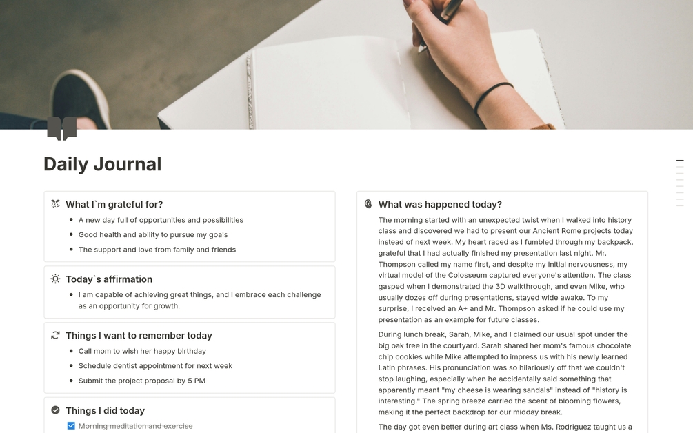 Notion Template Daily Journal