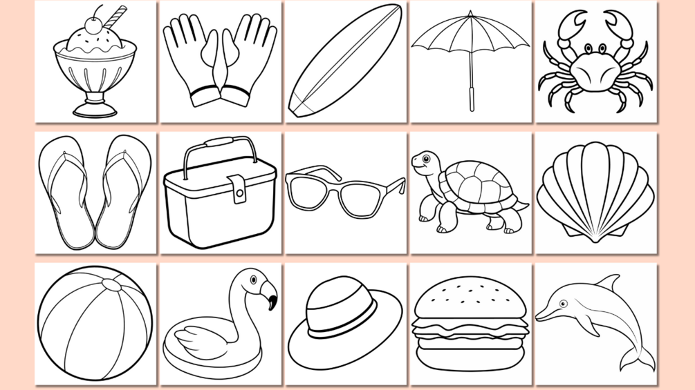 Summer Bold and Easy Coloring Pages