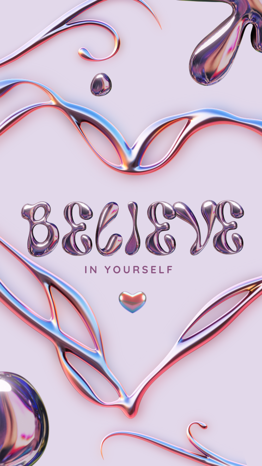 Iridescent Y2K Metallic Liquid Wavy Letters Phone Wallpaper – Positive ...