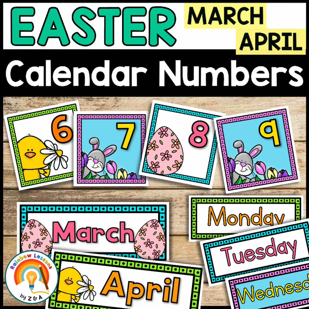 Easter Calendar Numbers | Spring Calendar Numbers | April Calendar Numbers