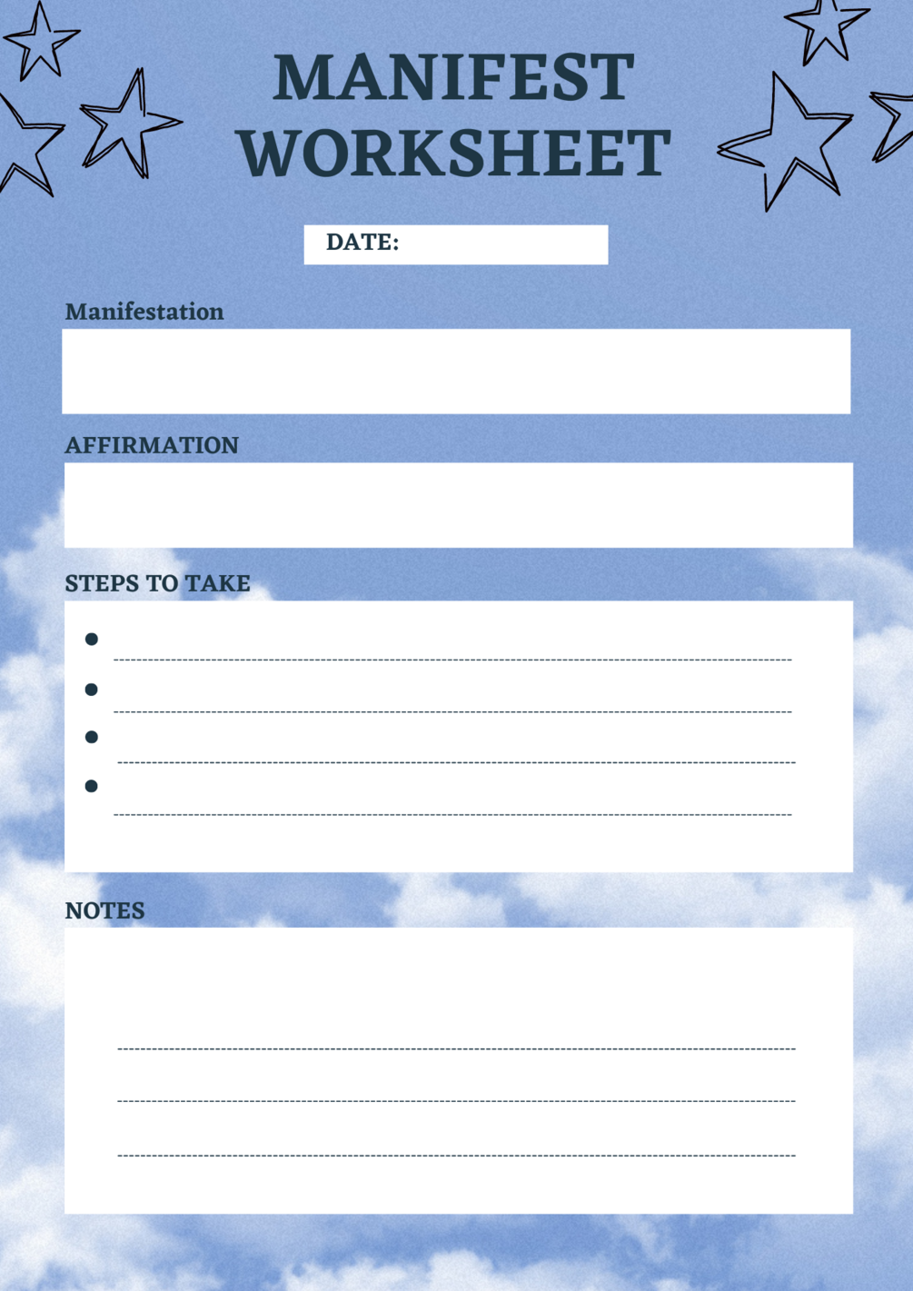 Manifesting worksheet