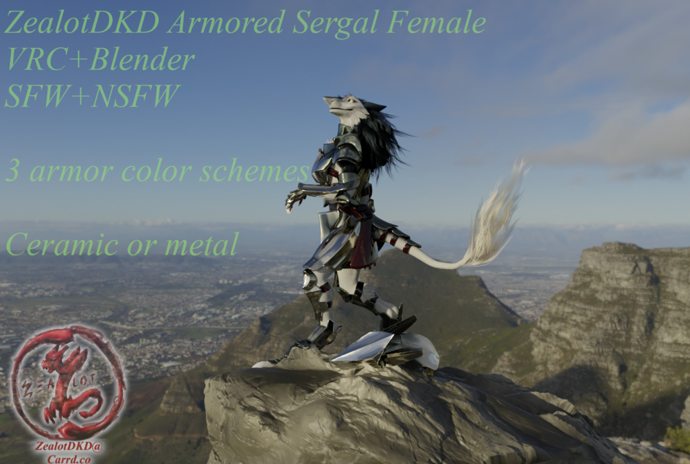 ZealotDKD Armored Sergal Female (VRC+Blender)