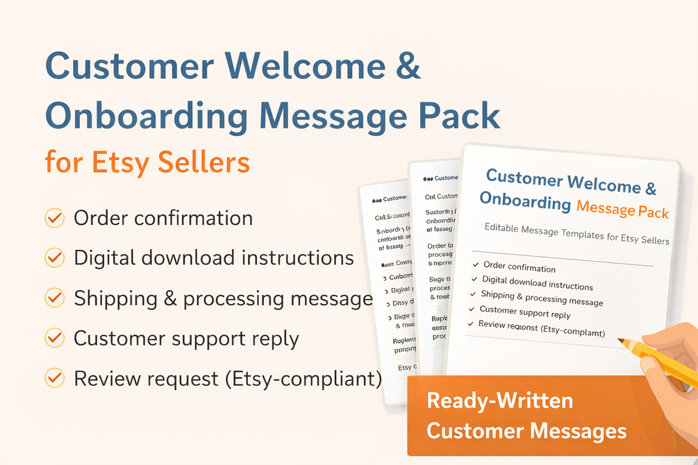 Customer Welcome & Onboarding Message Pack for Etsy Sellers