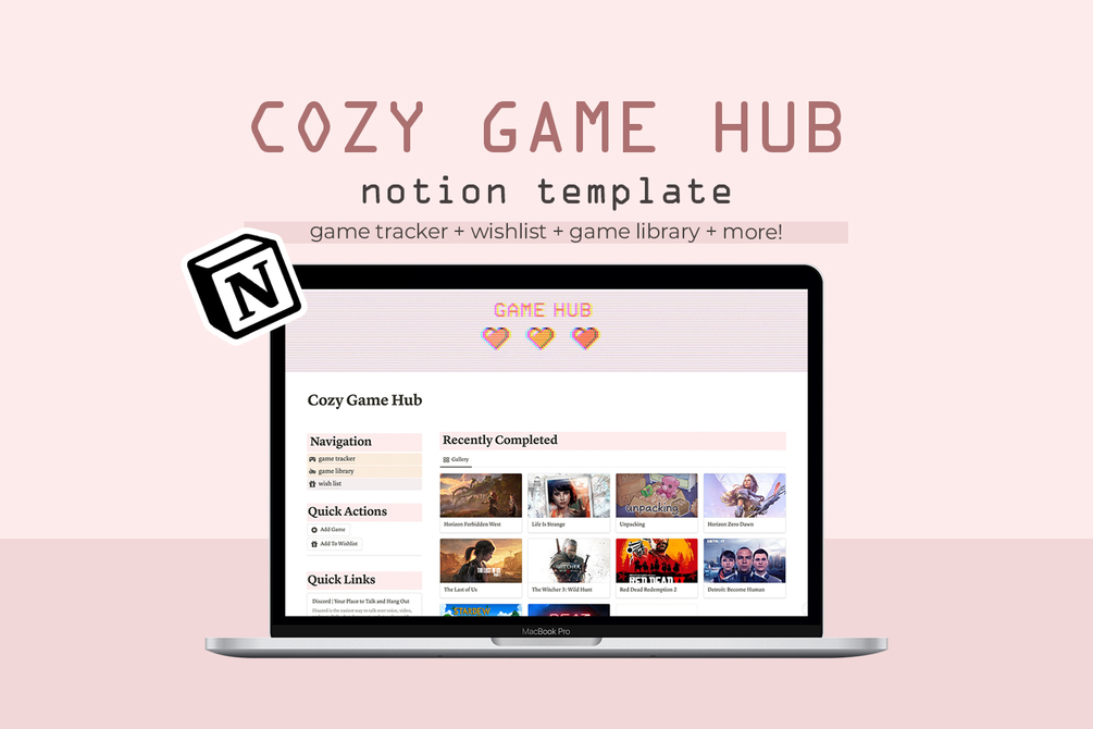Cozy Game Tracker Notion Template