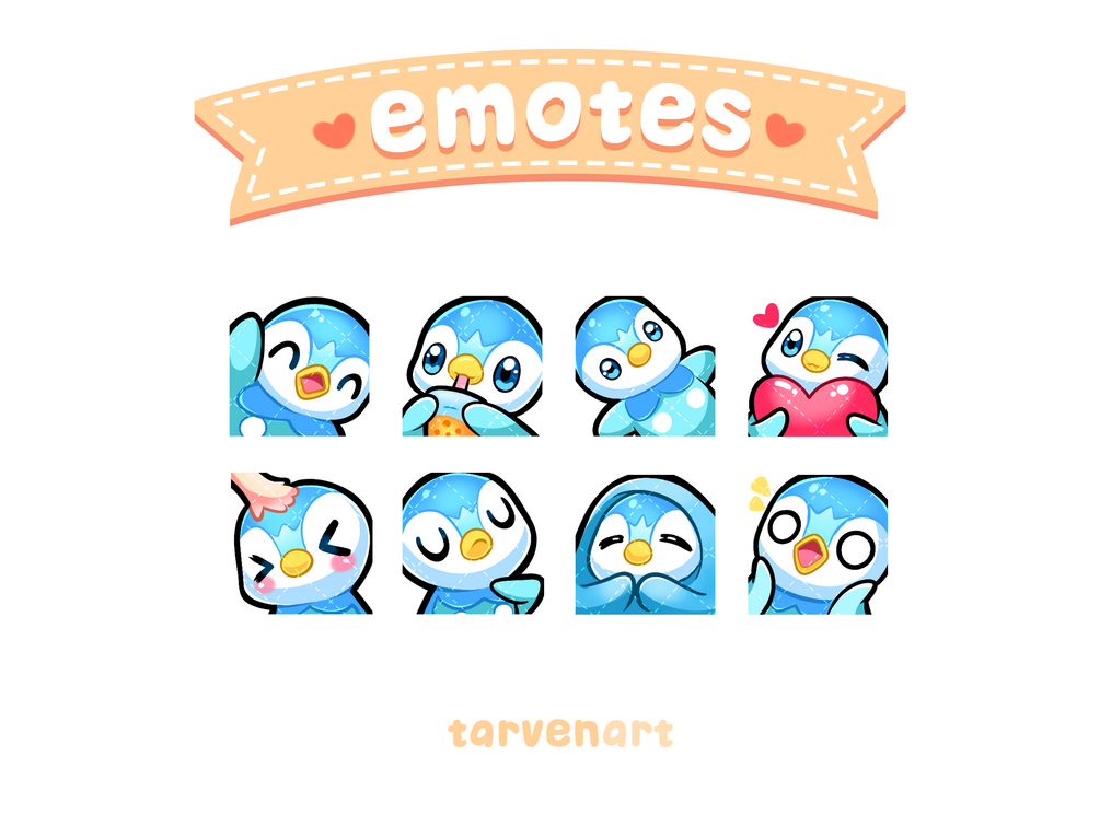 8x Piplup Emotes