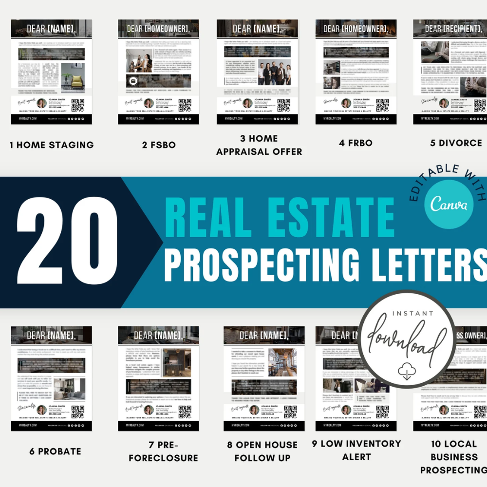 Ultimate BUNDLE Real Estate Prospecting Letters | Realtor Farming Kit ...