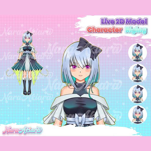 Vtuber Model and Rigging Anime Girl Blue Short Hair Casual Premade ...