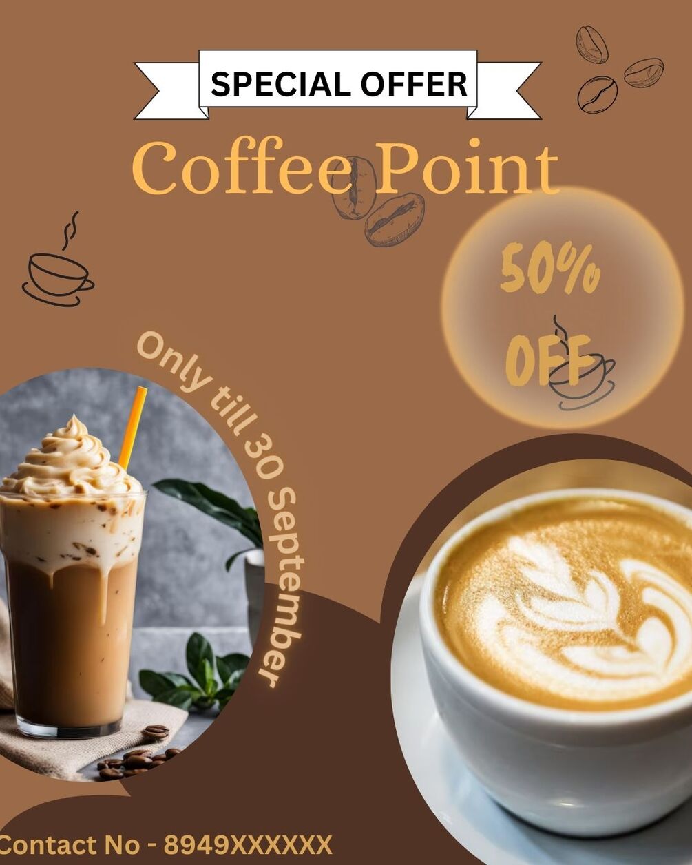 COFFEE SHOP PROMO FLYER TEMPLATE - SPECIAL OFFER POSTER FOR CAFES
