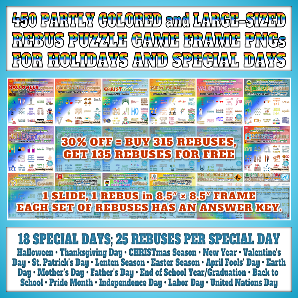 450 Partly Colored Rebuses for Holidays and Special Days