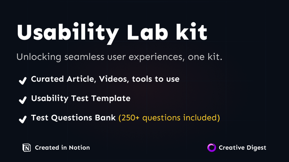 Usability Lab kit- Curated resource, Test template, 250+ questionary
