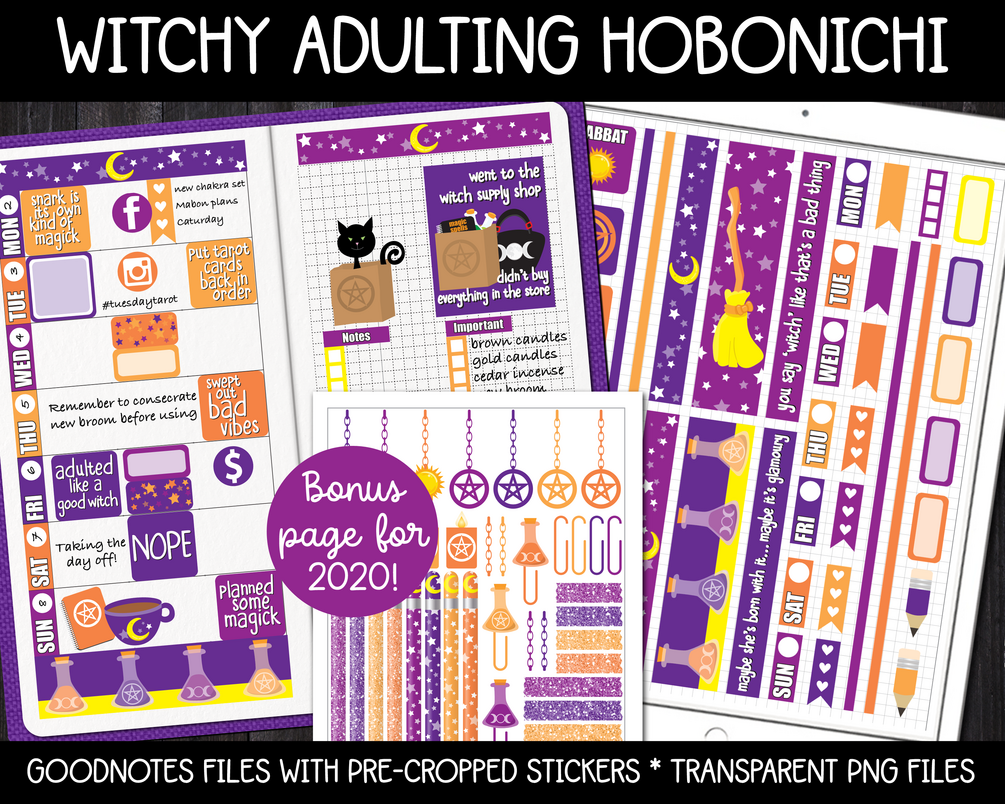 Digital Pagan Planner Stickers - Witchy Adulting: Hobonichi Weeks