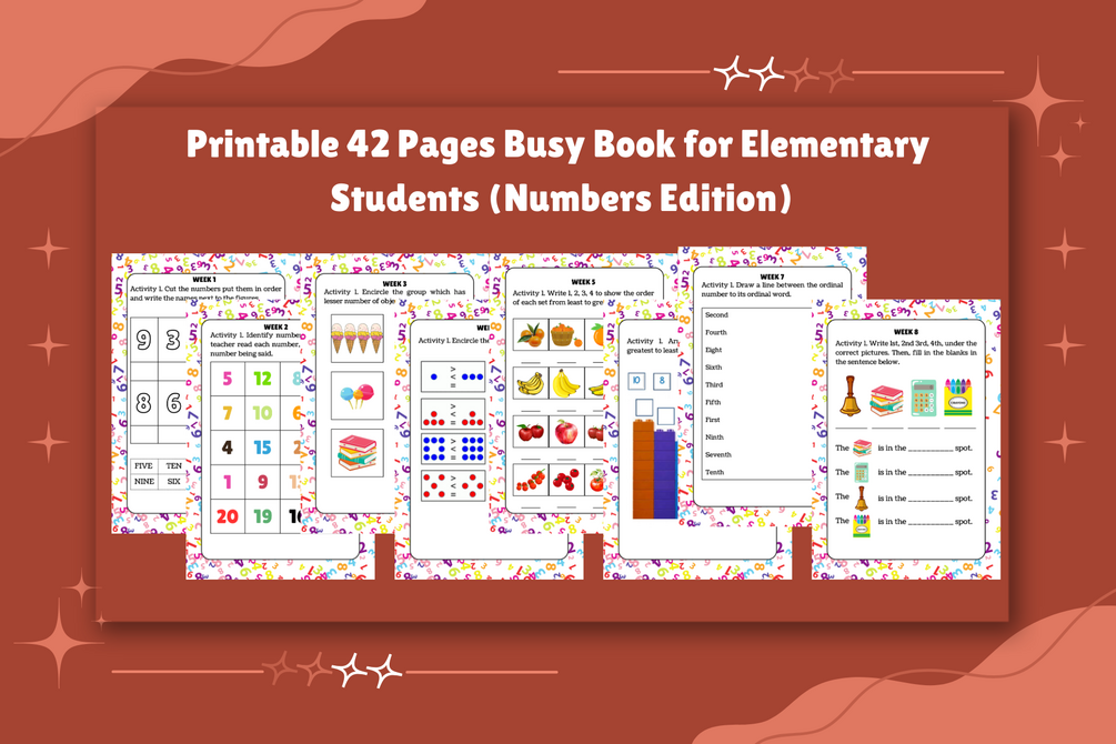 Printable 42 Pages Busy Book for Elementary Students (Numbers Edition)