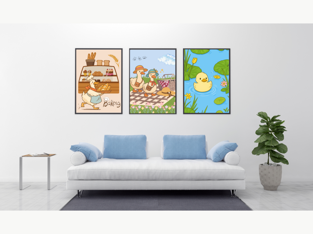 Duck-Themed Poster Set - 3 Digital Prints