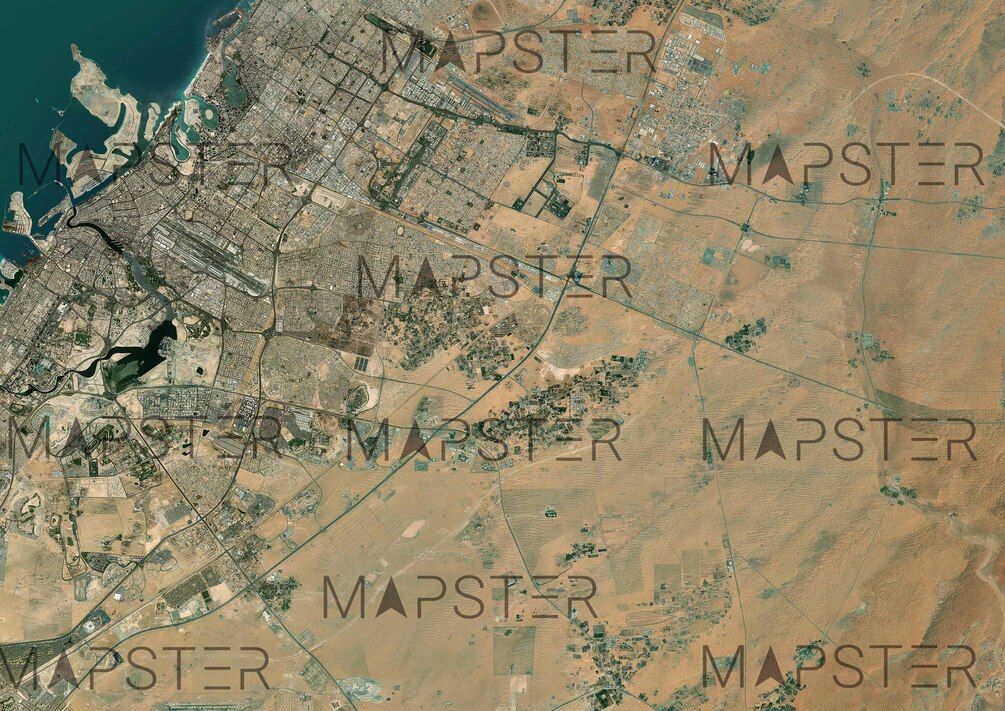 UAE & northern Emirates: Satellite Map