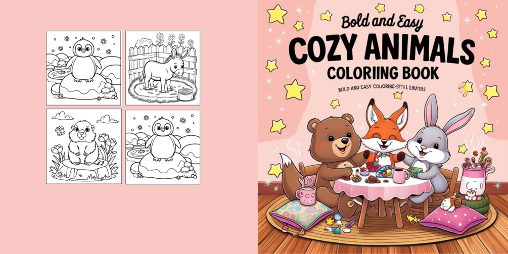 cozy animals bold and easy coloring book