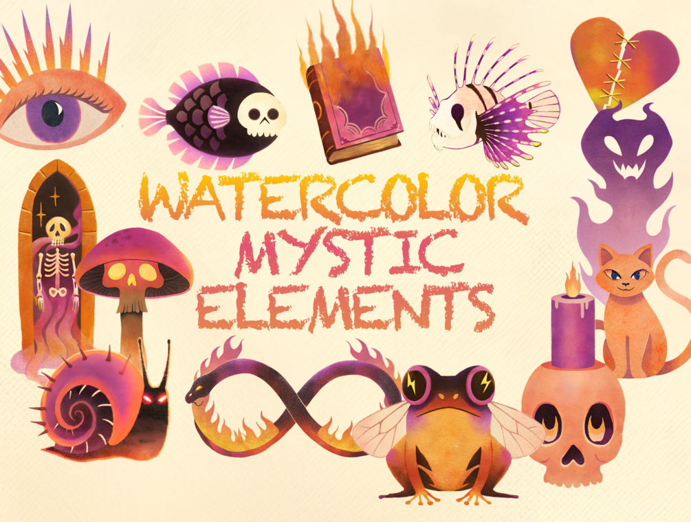 WATERCOLOR MYSTIC ELEMENTS