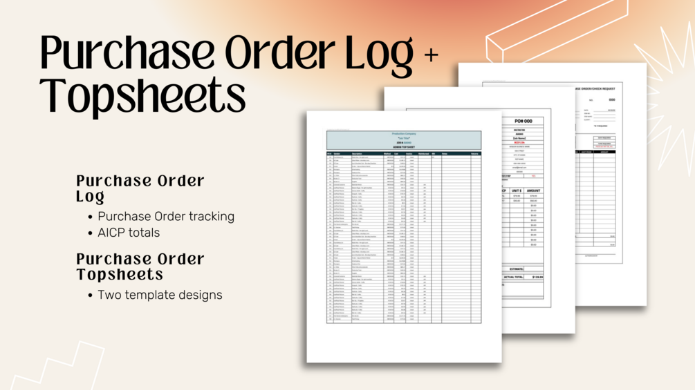 Purchase Order Log + Top Sheets