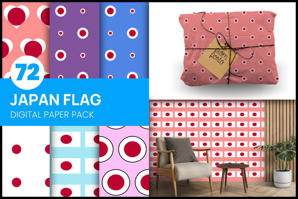 Japan Flag Seamless Patterns