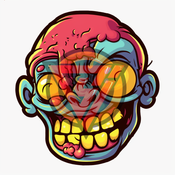 "Dripping Zombie Madness - Vivid Zombie Head Artwork"