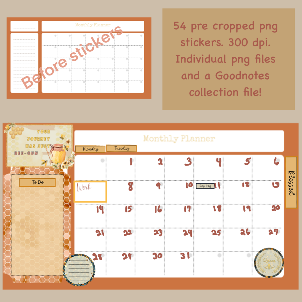 Bee Happy Digital Stickers for Planners