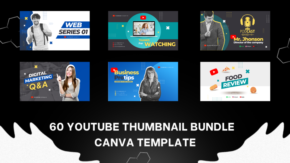 60 Youtube Thumbnail - Canva Template