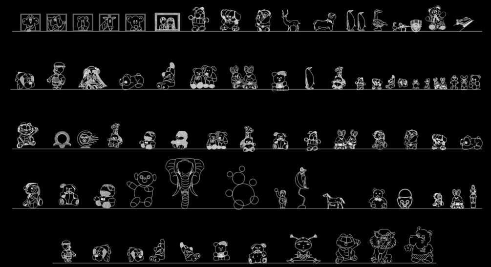 Toys AutoCAD drawings of accessories blocks dwg files