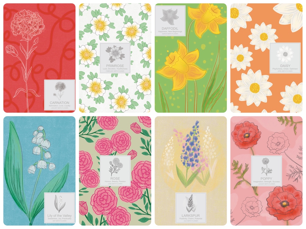 Monthly Birth Flower Postcards