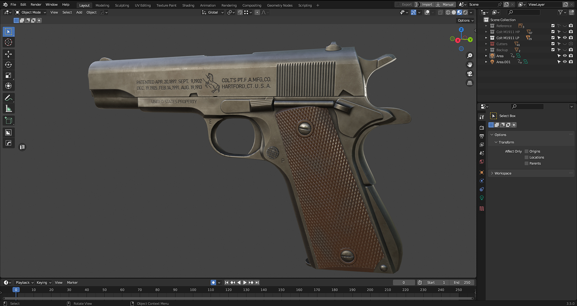 Create AAA 3D Game Asset Colt M1911